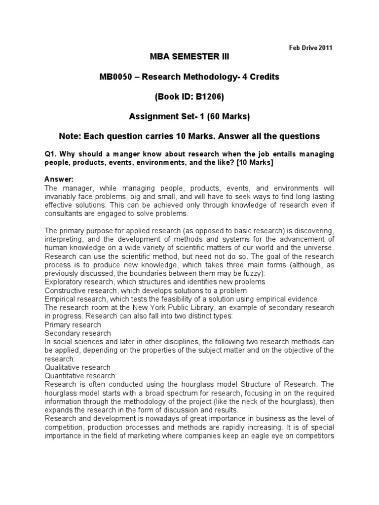 Mba Semester Iii MB0050 - Research Methodology-4 Credits (Book ID ...