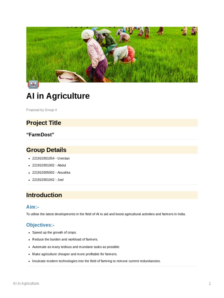 AI in Agriculture: Project Title | PDF | Agriculture | Artificial ...