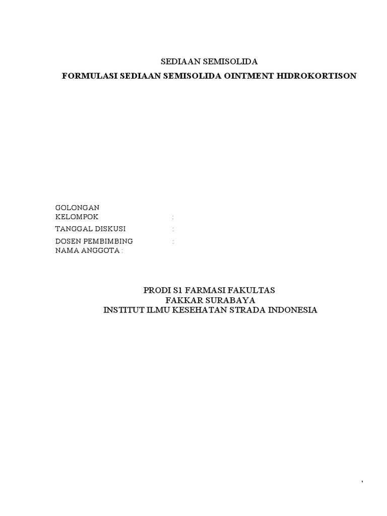 Contoh Template Formulasi & Teknologi Semi Solida-Solida - Liquid | PDF