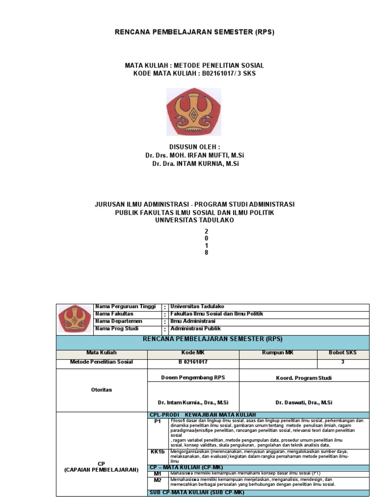 RPS MTK Metode Penelitian Sosial | PDF