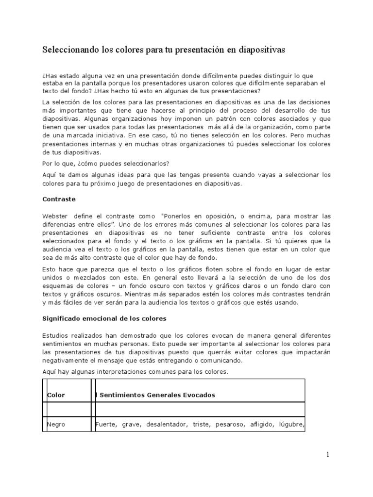 Colores Efectivos para Presentaciones | PDF | Microsoft PowerPoint | Color