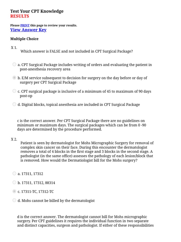 Understanding CPT Coding: A Review of Test Results | PDF | Dermatology ...