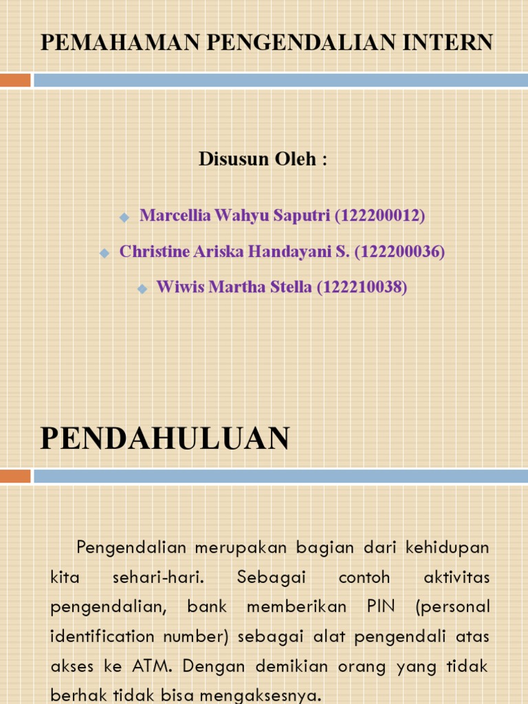 Presentasi PEMAHAMAN PENGENDALIAN INTERN | PDF