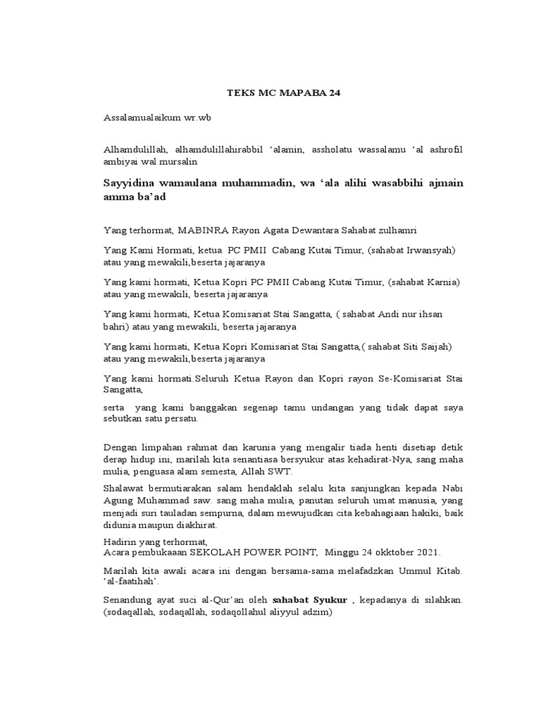 Teks MC Mapaba 24 | PDF
