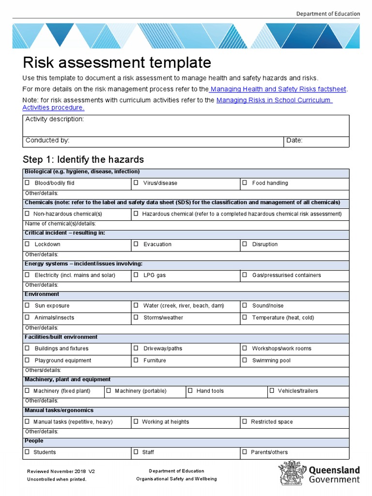 Risk Assessment Template: Step 1: Identify The Hazards | PDF | Personal ...