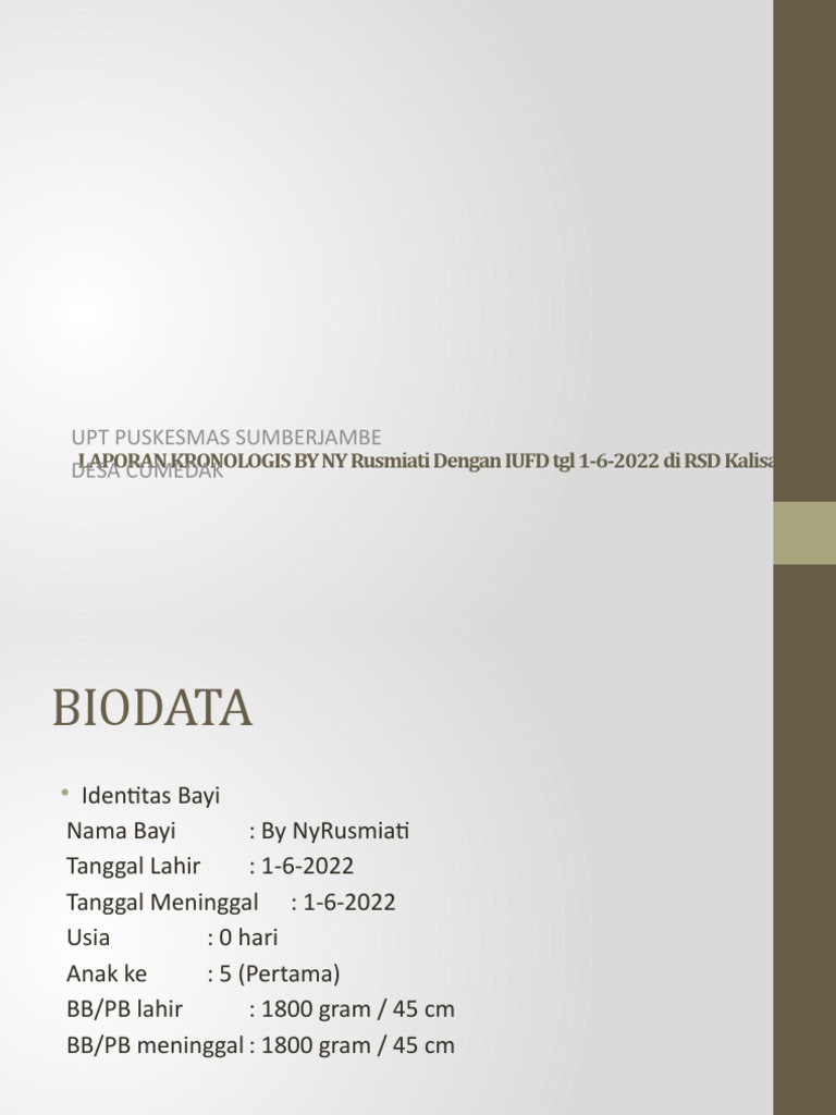 Kronologis Bayi Ny Rusmiati Dengan IUFD Fix | PDF