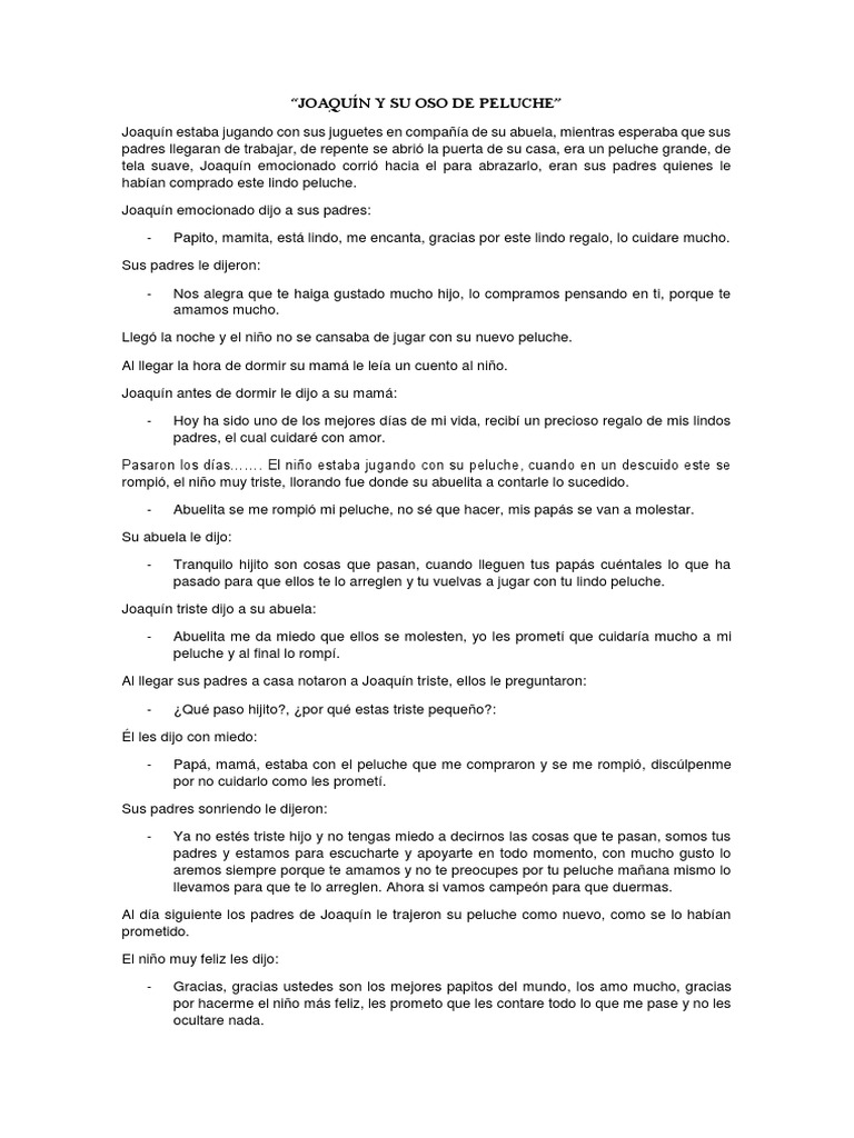 Joaquín y Su Oso de Peluche. | PDF