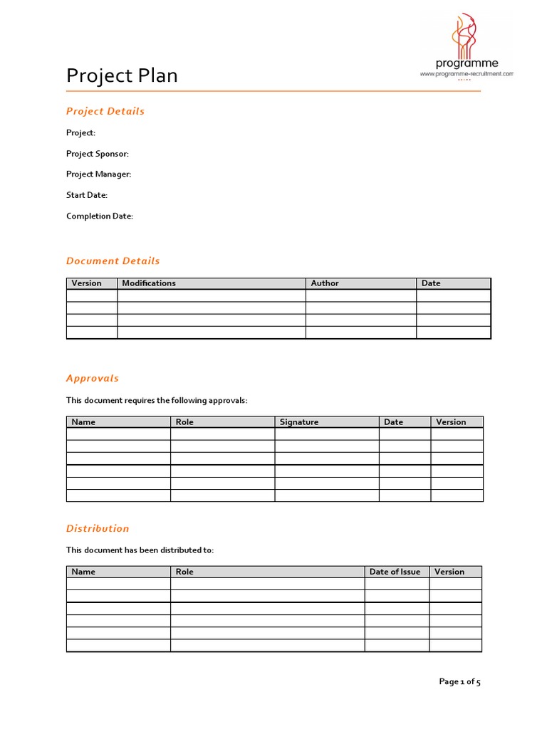 A Comprehensive Project Plan Template Detailing All Aspects of Project ...