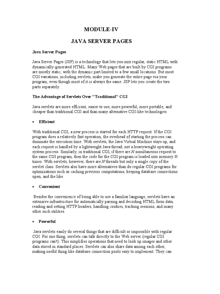 Module Iv Java Server Pages Pdf Java Server Pages Java Servlet