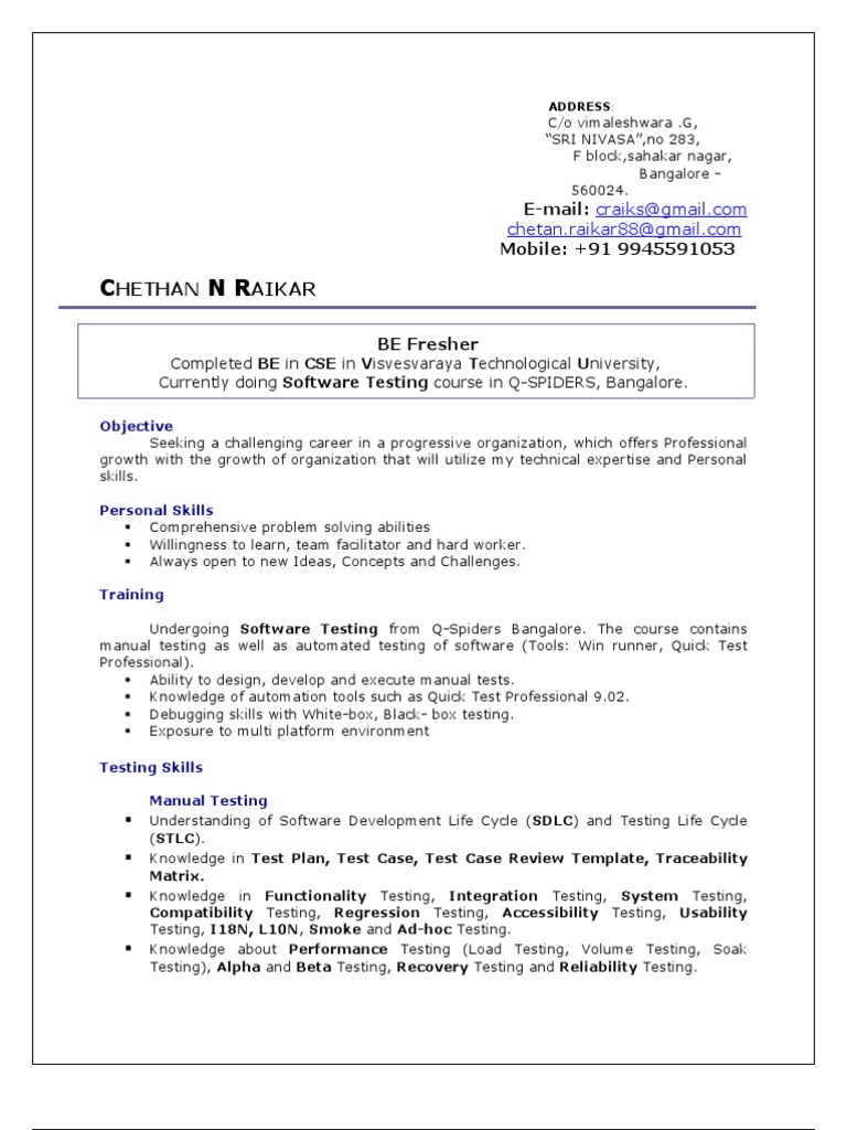 Chetan Resume | PDF | Software Testing | Information Technology