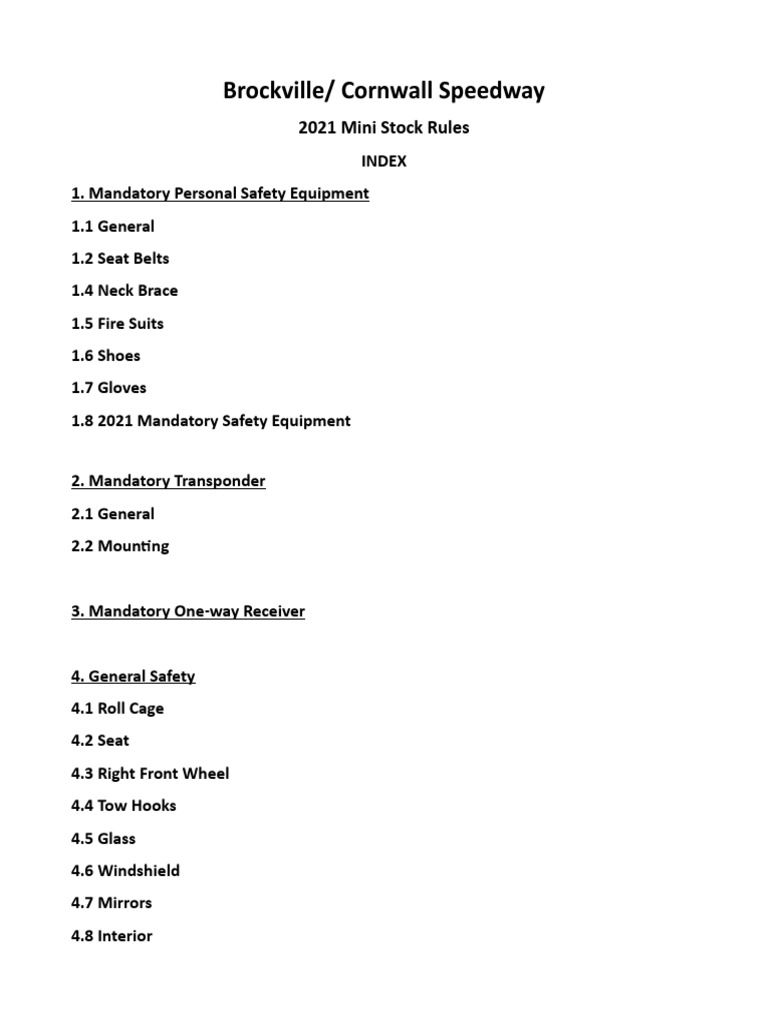 2021 Mini Stock Racing Rules Guide | PDF | Mini | Sheet Metal