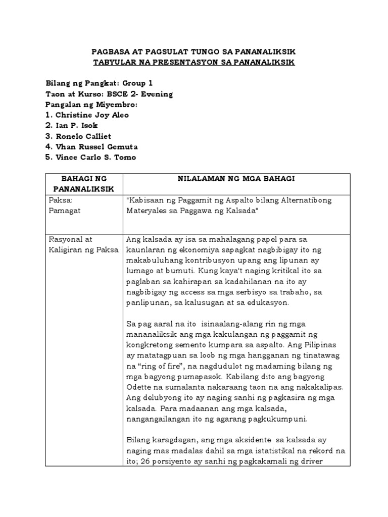 Tabular For Research | PDF