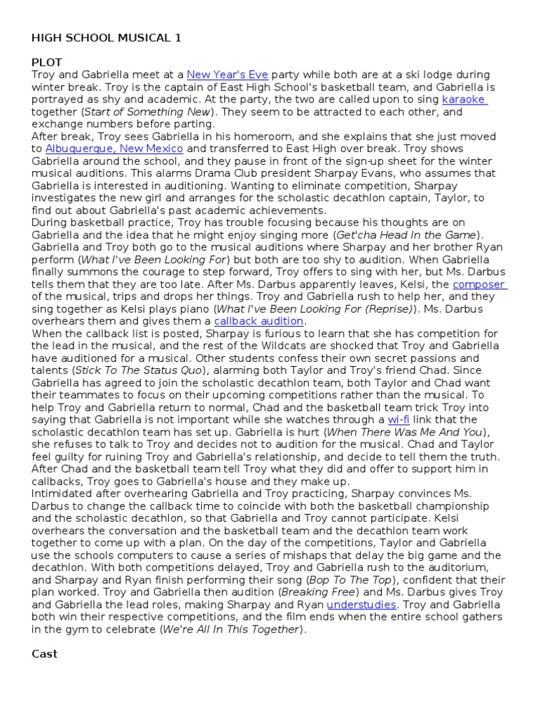 High School Musical Script Final | PDF