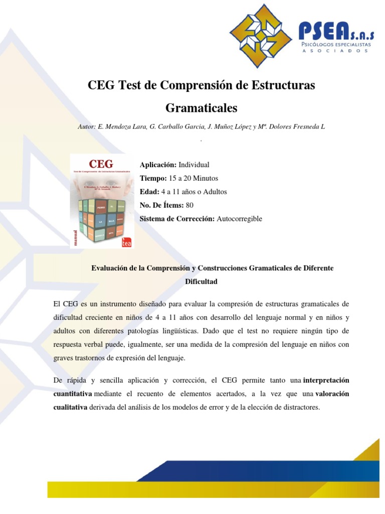 CEG Test de Comprensión de Estruturas Gramaticales | PDF