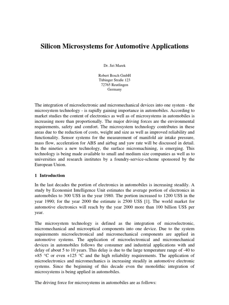 Silicon Microsystems For Automotive Applications | PDF ...