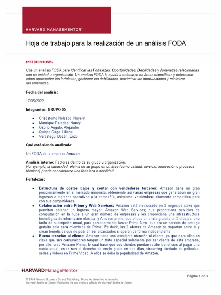 Análisis FODA de Amazon | PDF | Análisis FODA | Mercado (economía)