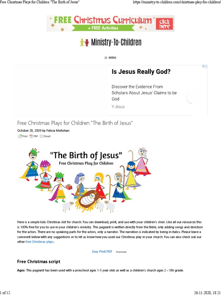 Free Christmas Plays For Children "The Birth of Jesus" | PDF | Jesus ...