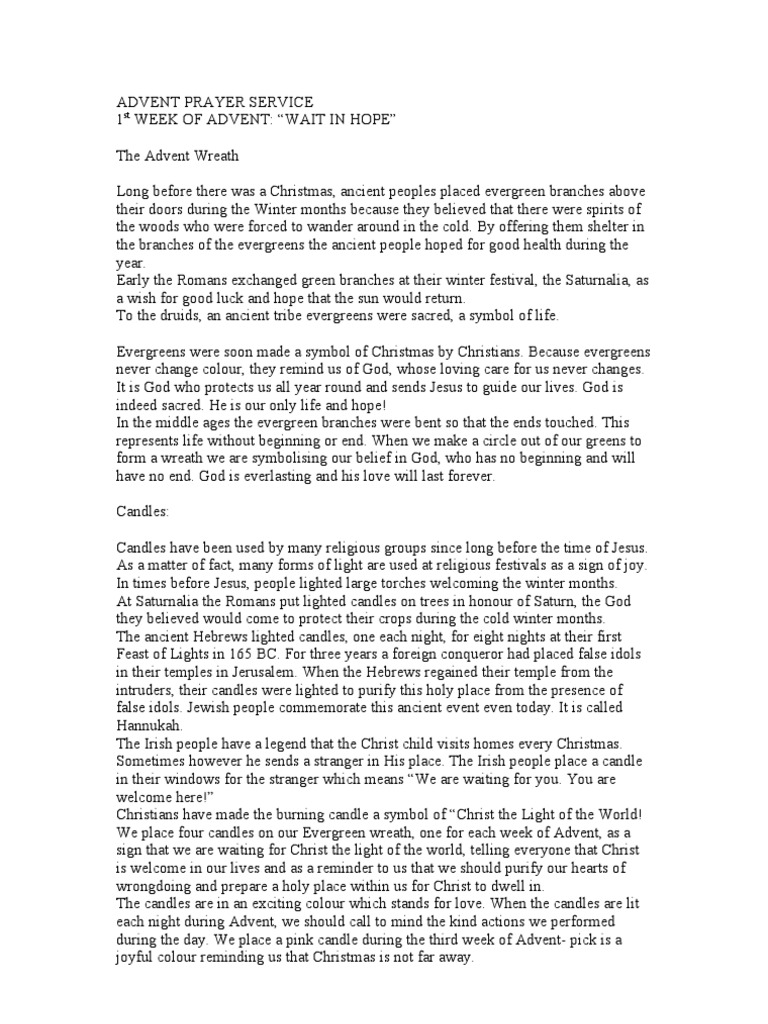 Advent Prayer Service Symbols) | Download Free PDF | Wreath | Advent