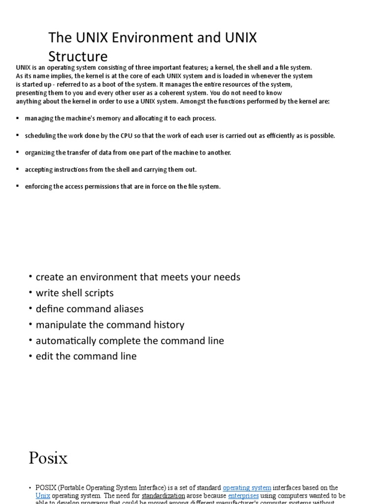 The UNIX Environment and UNIX Structure | PDF | Unix | Operating System