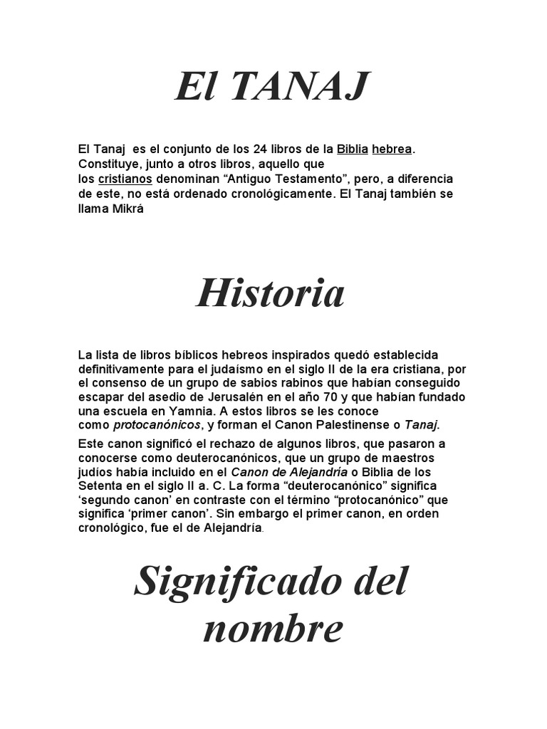 El TANAJ | PDF | Biblia hebrea | Libros del Antiguo Testamento