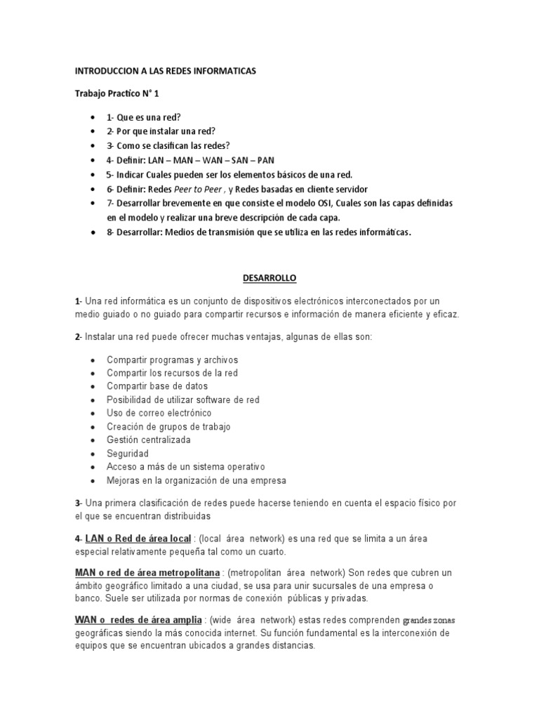 Introduccion A Las Redes Informaticas | PDF | Medio de transmision | Red de computadoras