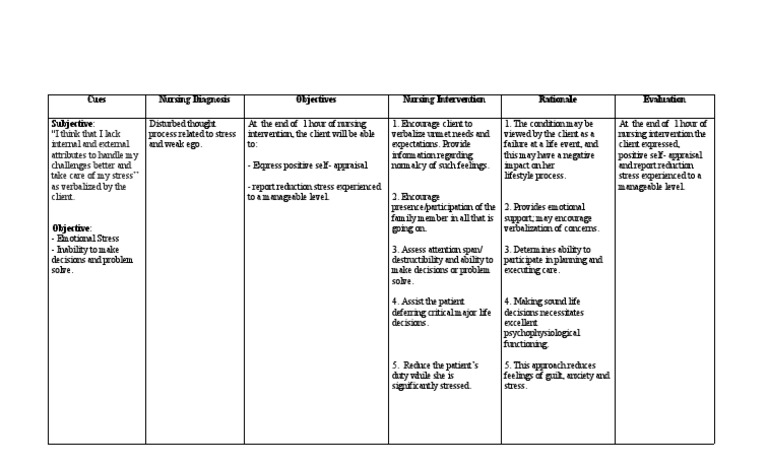Disturbed Thought Process | PDF | Nursing | Stress (Biology)