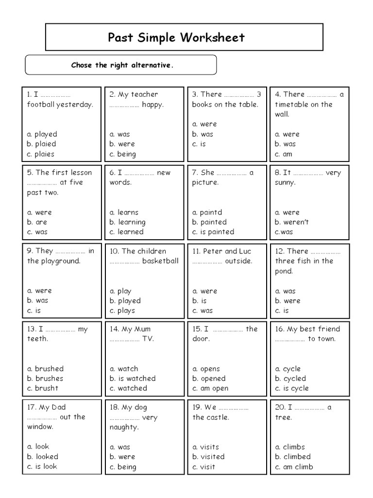 Past Simple Worksheet: Chose The Right Alternative | PDF