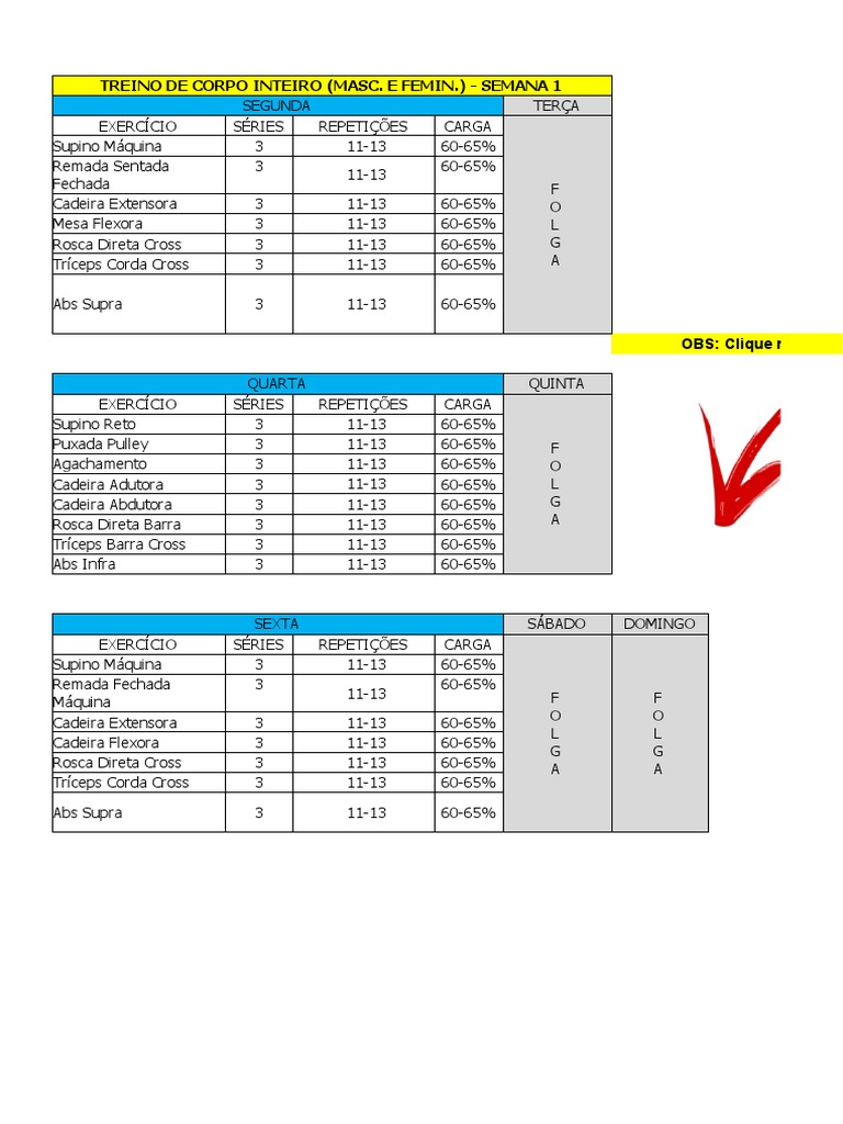 Planilhas de Treino - Atualizadas | PDF | Boa forma | Peso