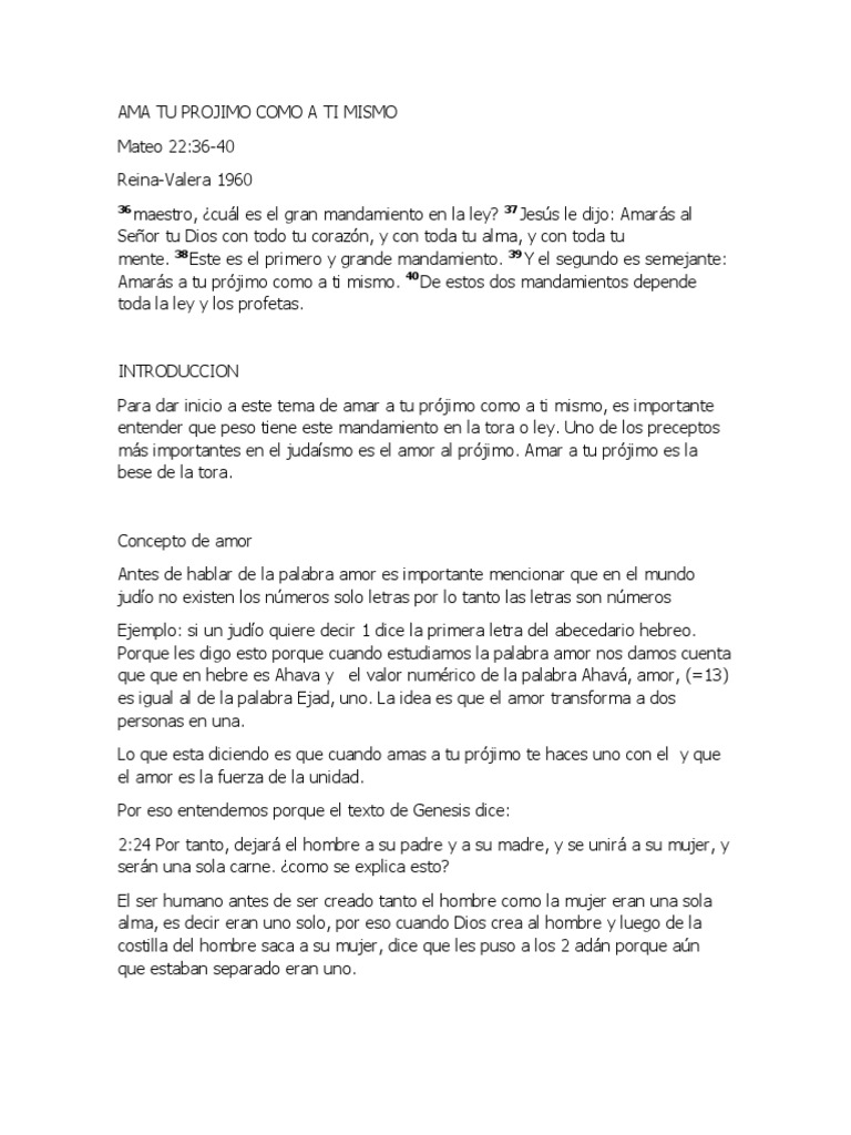 Ama Tu Projimo Como A Ti Mismo | PDF | Amor | Libro del Génesis