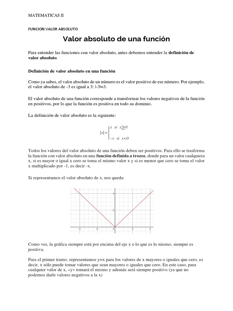 2.funcion Valor Absoluto | PDF | Función (Matemáticas) | Intervalo ...