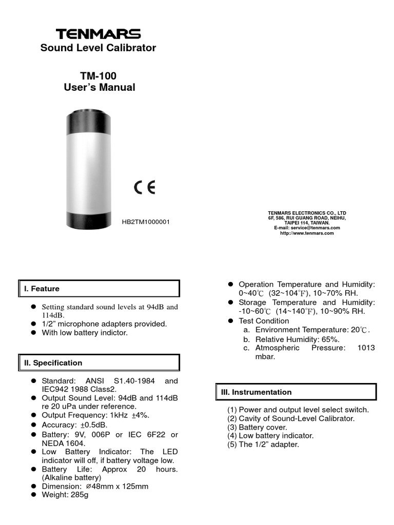 TM100 Manual | PDF | Microphone | Humidity