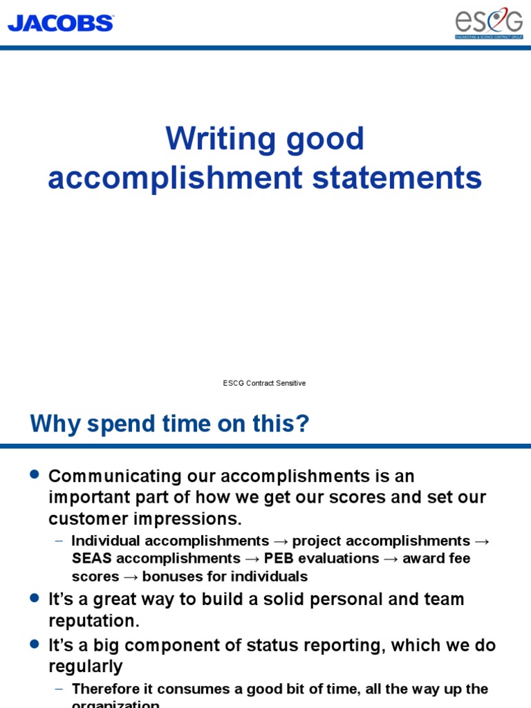 Writing Good Accomplishment Statements | PDF | Space Shuttle ...