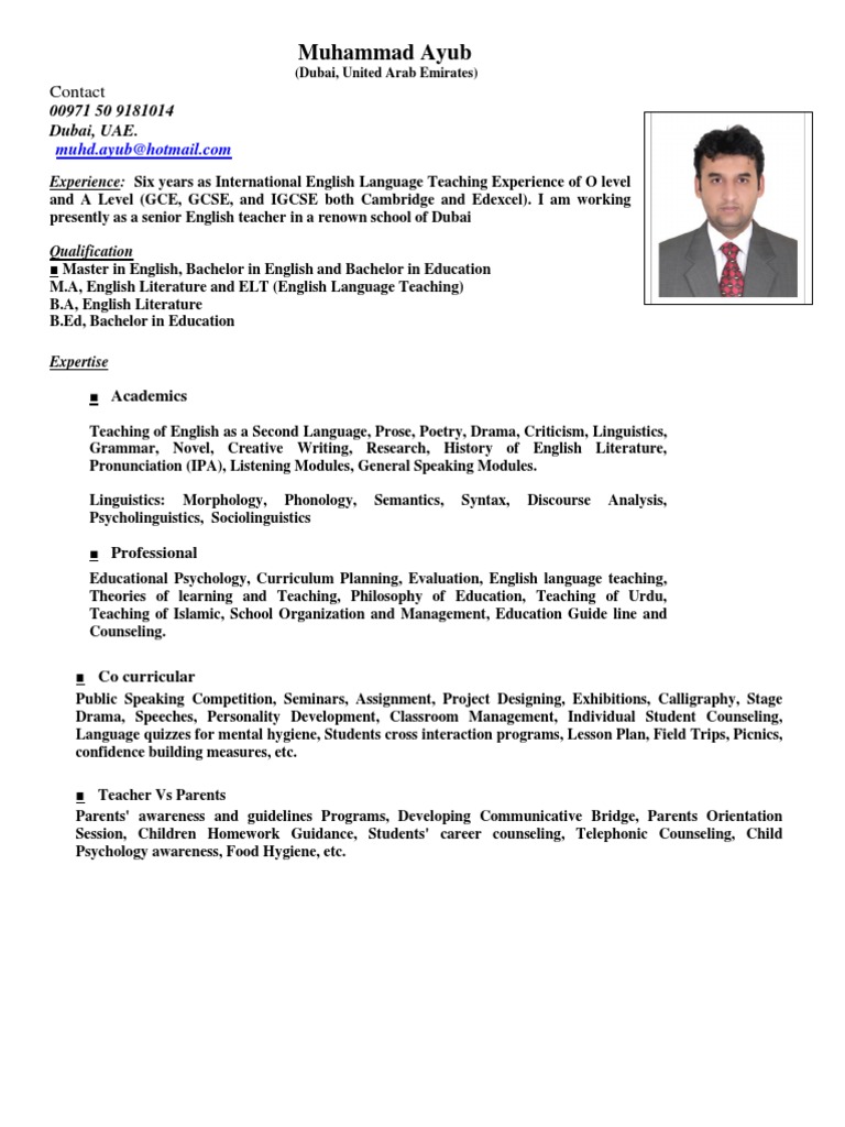 CV English Teacher | PDF | English Language | Linguistics