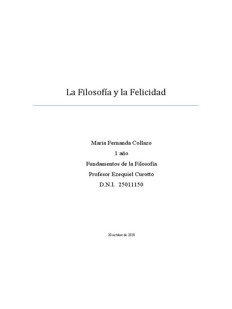 La Filosofia y La Felicidad | PDF | Sócrates | Platón