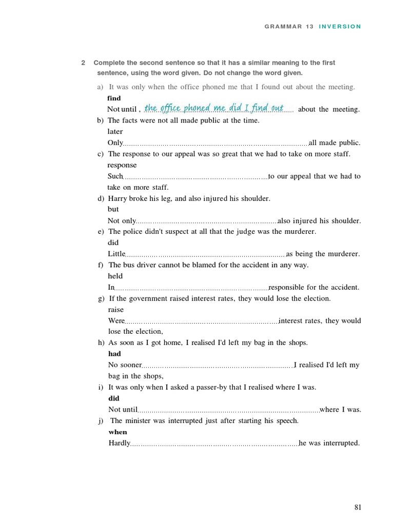 Inversion Advanced Language Practice - Michael Vince | PDF