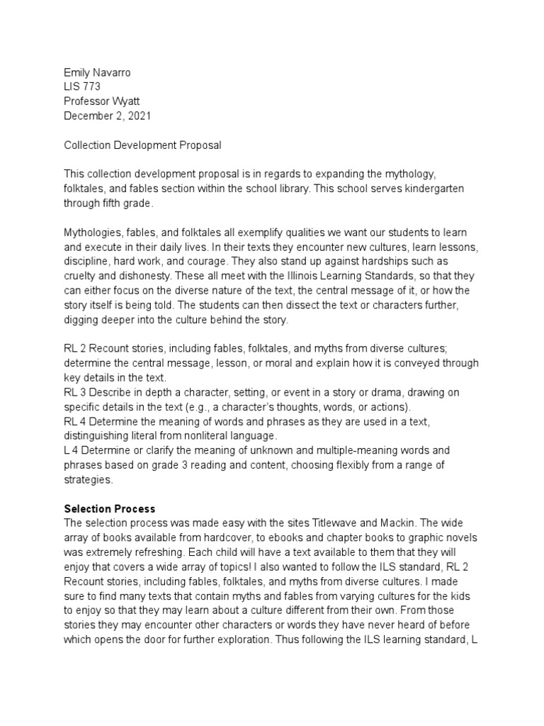 Collection Development Proposal | PDF | Fairy Tales | Norse Mythology