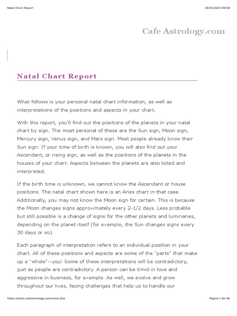 Natal Chart Report | PDF | Planets In Astrology | Horoscope