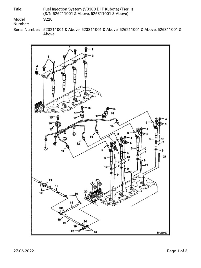 V3300 DI Kubota Fuel Injection Parts List | PDF | Fuel Injection ...