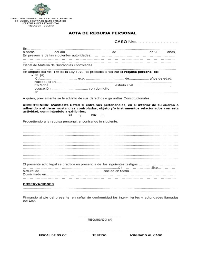 2 Acta de Requisa Personal | PDF | Justicia | Crimen y violencia