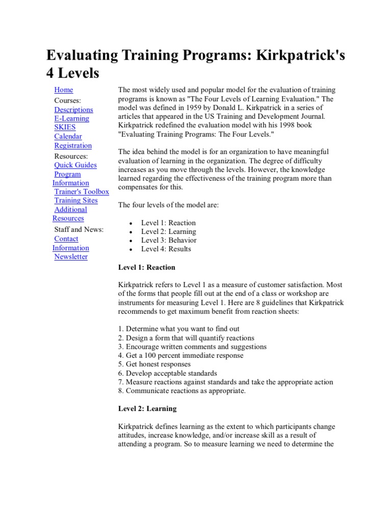 Evaluating Training Programs Pdf