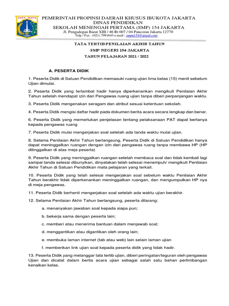 Tata Tertib PAT 2022 | PDF