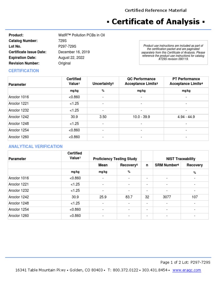 Certificate of Analysis : Certification | PDF | Chemistry