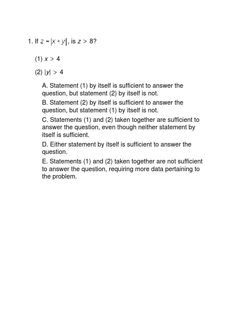 Math Problem Solving and Data Sufficiency Questions | PDF | Integer | Number Theory
