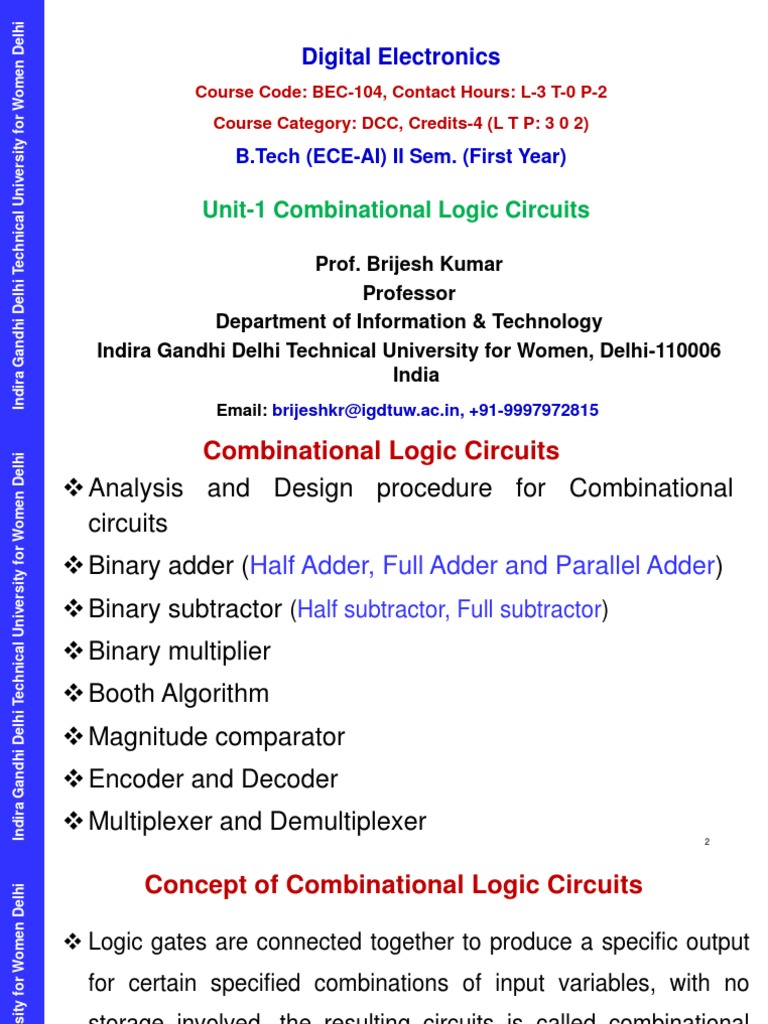 L6 and L7 Unit-I Combinational Circuits | PDF | Electronics | Computer Engineering