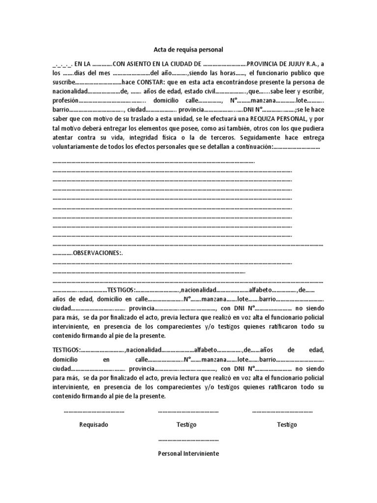 Acta de Requisa Personal | PDF