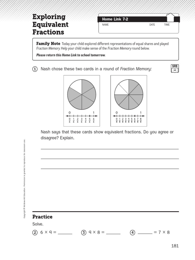 Home - Link - 7.2 Exploring Equivalent Fractions | PDF