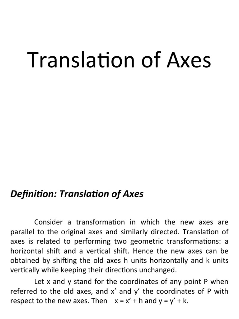 Translation of Coordinate Axes Explained | PDF