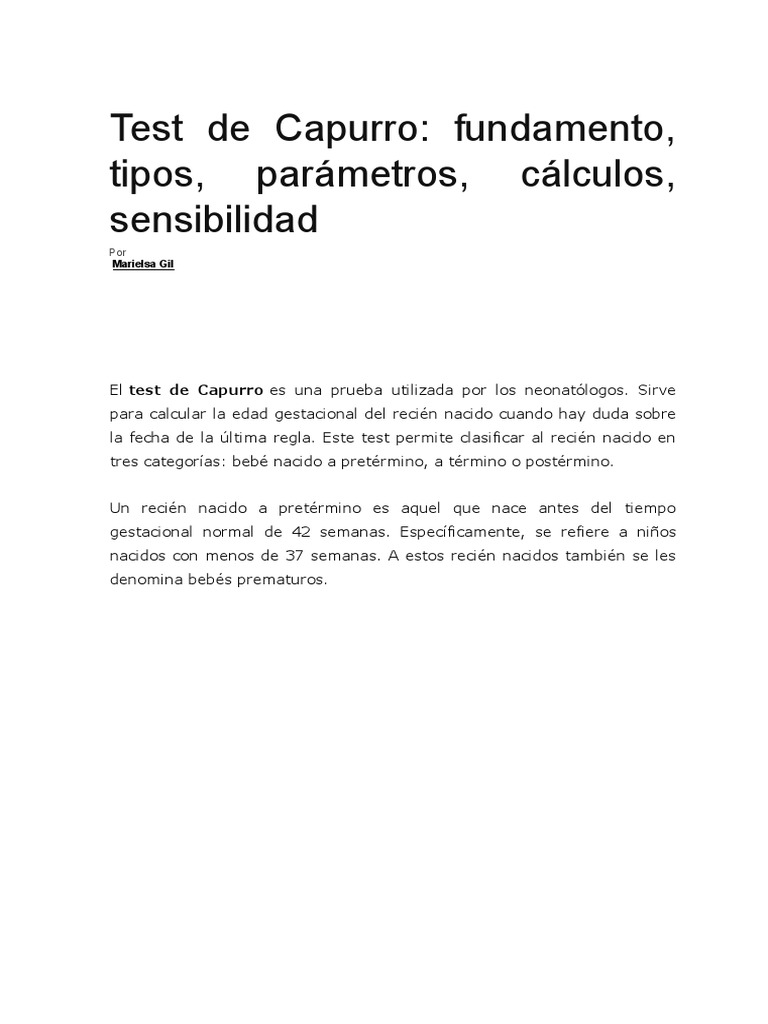 5.1. Test de Capurro | PDF | Parto prematuro | Infantes