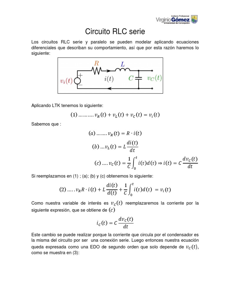 Circuito RLC Serie Paralelo | PDF | Ecuaciones | Matemáticas