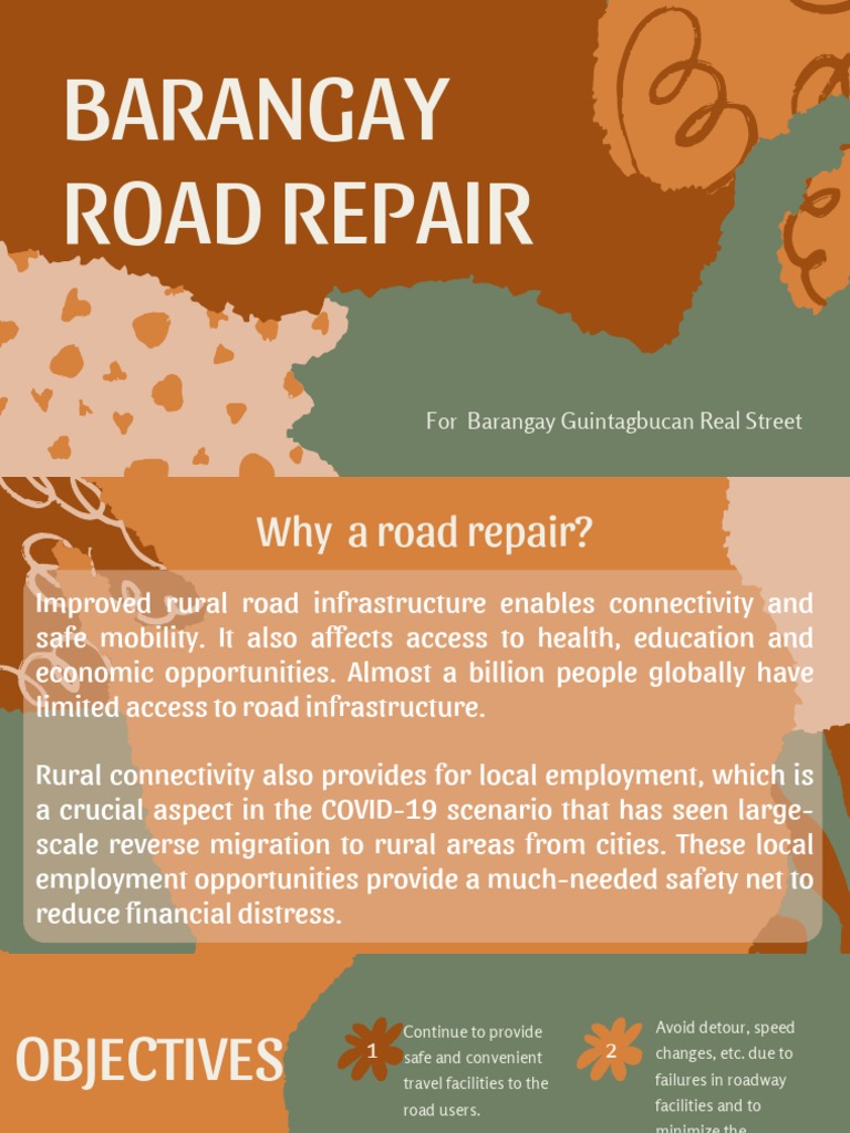 Barangay Road Repair: For Barangay Guintagbucan Real Street | PDF ...